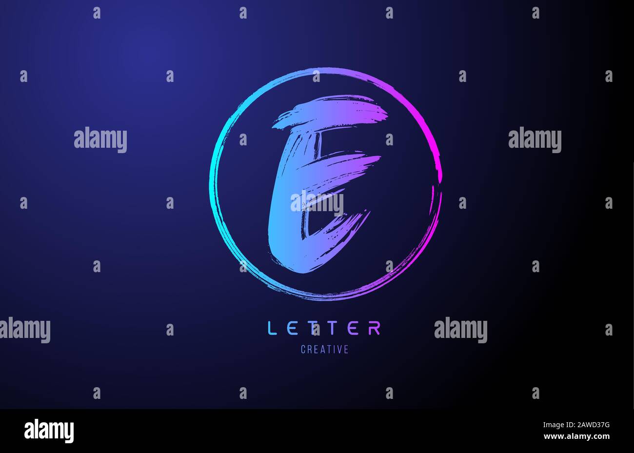 alphabet E letter logo grunge brush blue pink logo icon design template ...