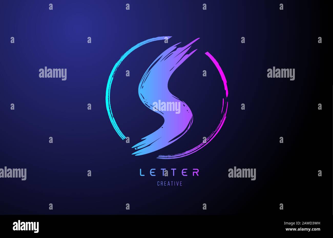 alphabet S letter logo grunge brush blue pink logo icon design template ...