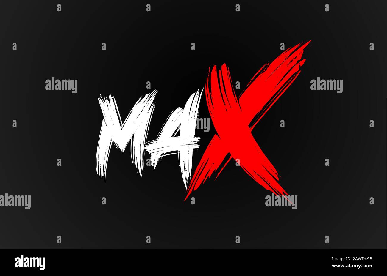 red white black max grunge word text for typography icon logo design ...