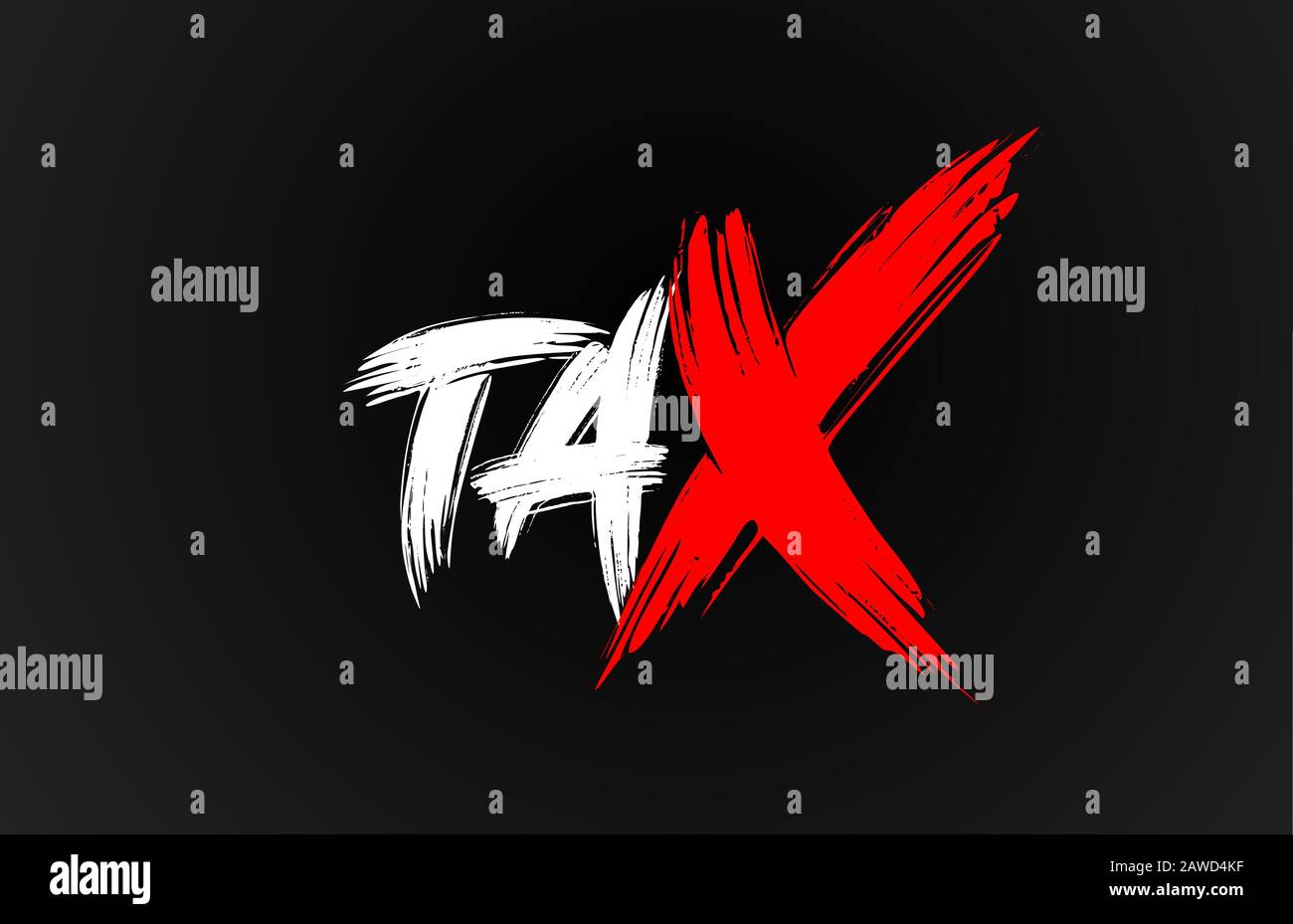 red white black tax grunge word text for typography icon logo design ...