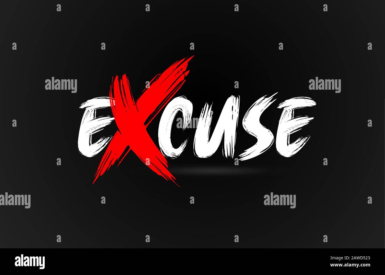 red white black excuse grunge word text for typography icon logo design ...