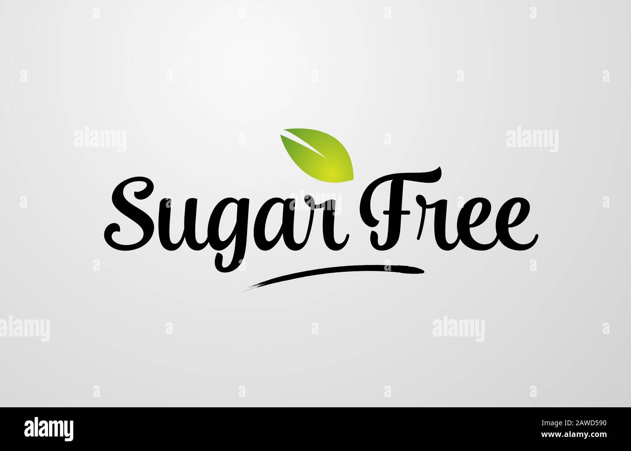 green leaf sugar free hand written word text for typography logo design ...