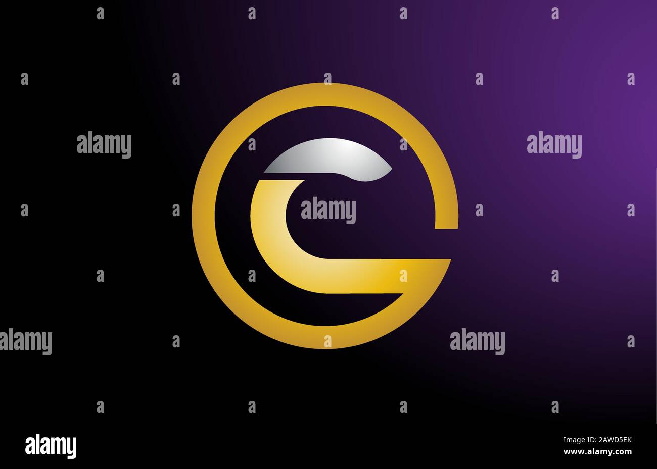 C gold golden silver metal metallic alphabet letter logo icon design ...
