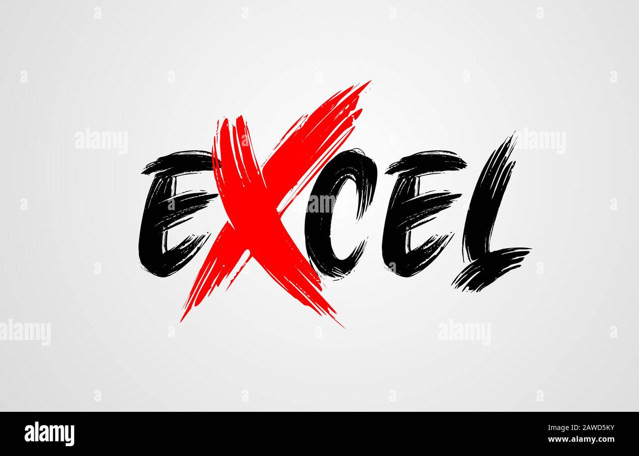 excel grunge brush stroke word text for typography icon logo design ...