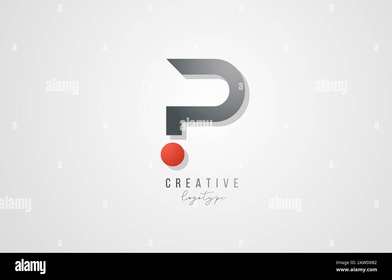 letter P logo alphabet icon design template elements in grey and red ...