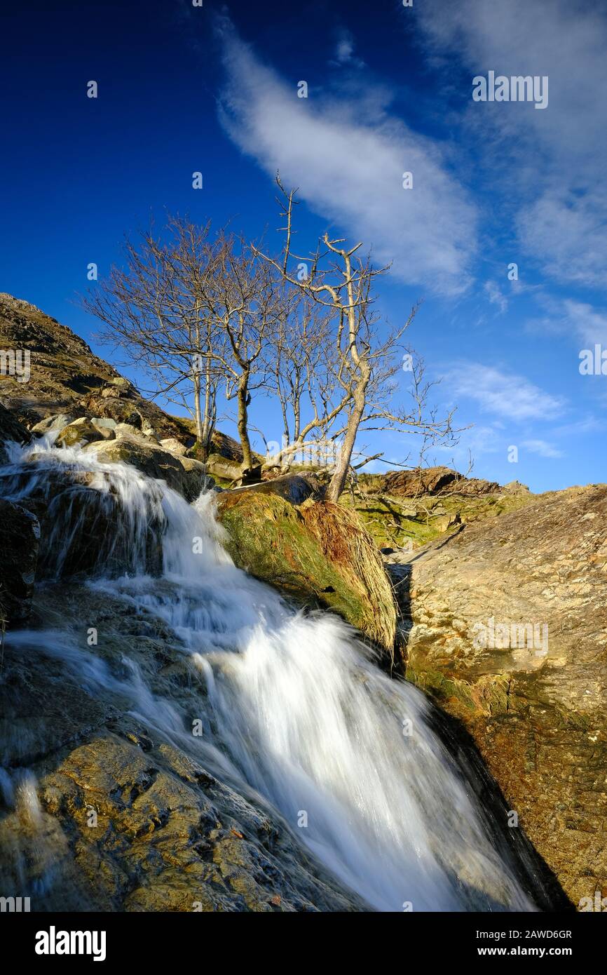 Comb Beck Waterfalls at Buttermere in the Lake District, Cumbria Stock ...