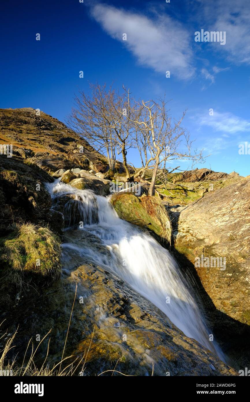 Comb Beck Waterfalls at Buttermere in the Lake District, Cumbria Stock ...