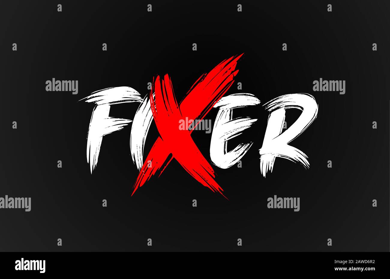 red white black fixer grunge word text for typography icon logo design ...