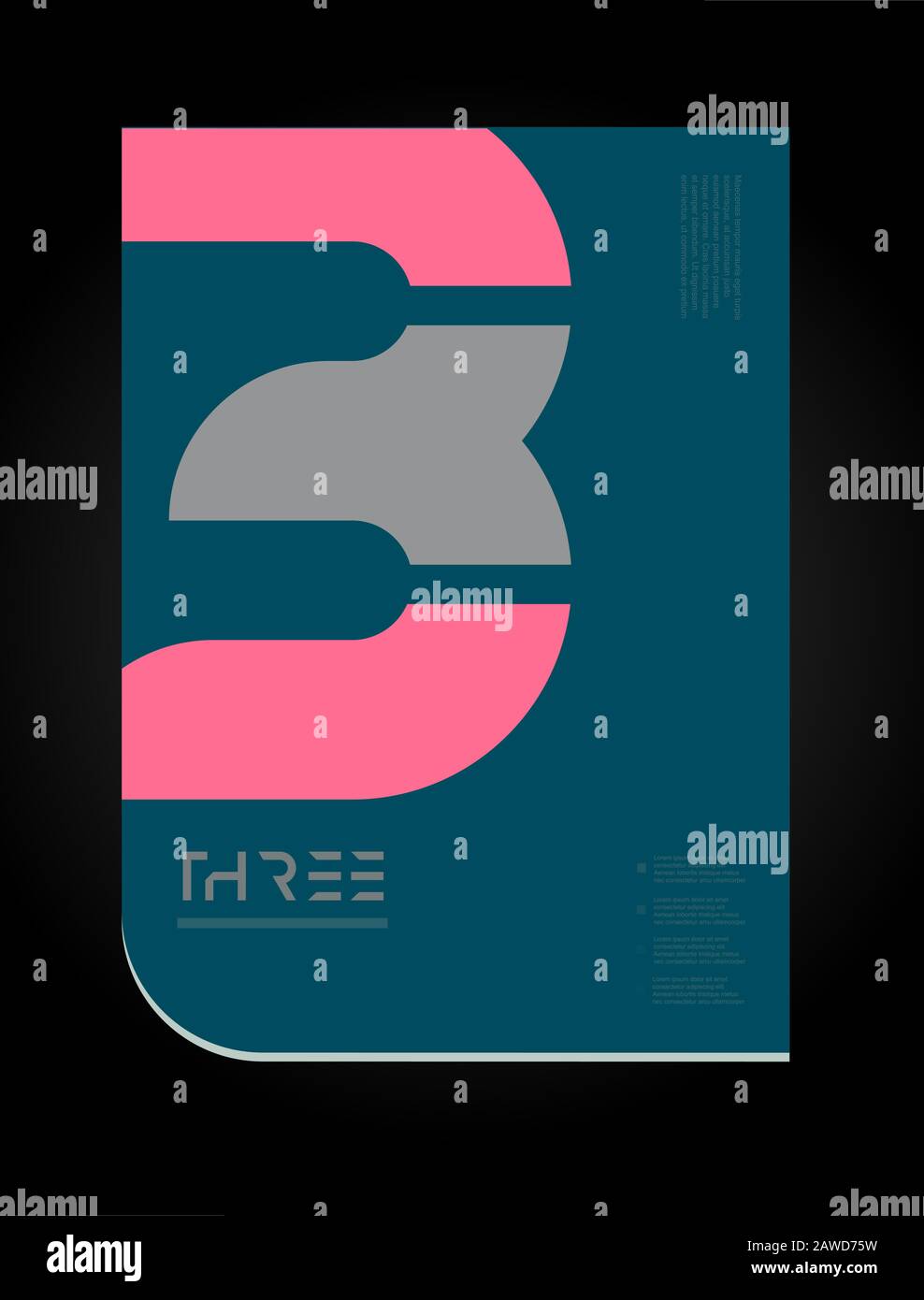 pink blue black number 3 logo icon flyer brochure poster pamphlet cover ...