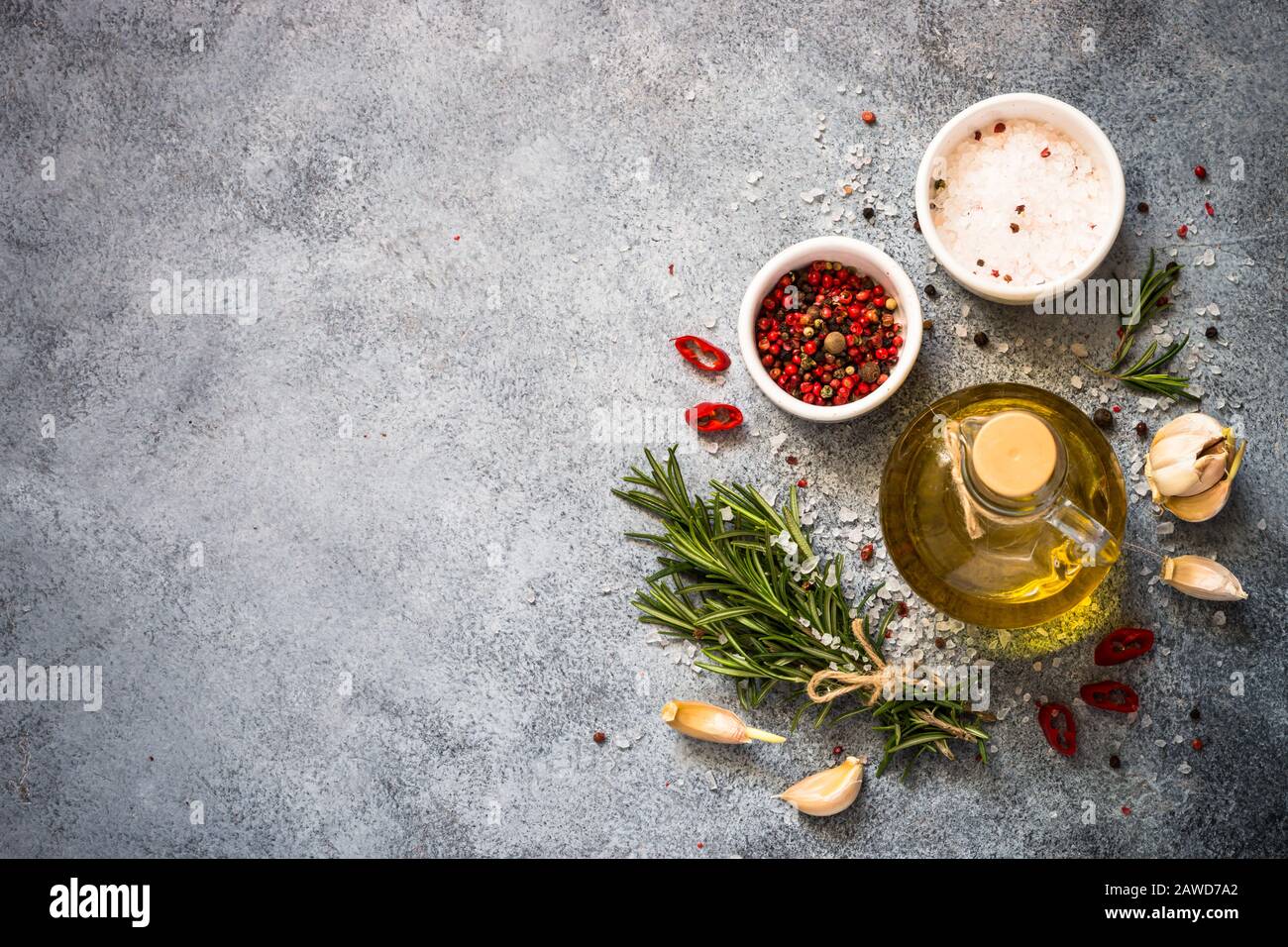 Food cooking background on kitchen table top view Stock Photo - Alamy