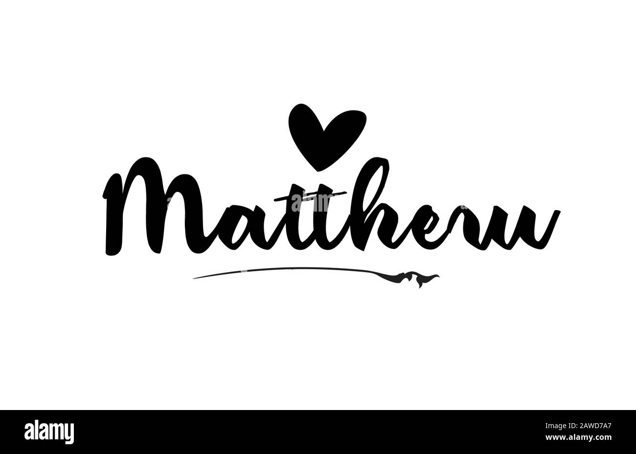 Matthew name text word with love heart hand written for logo typography ...
