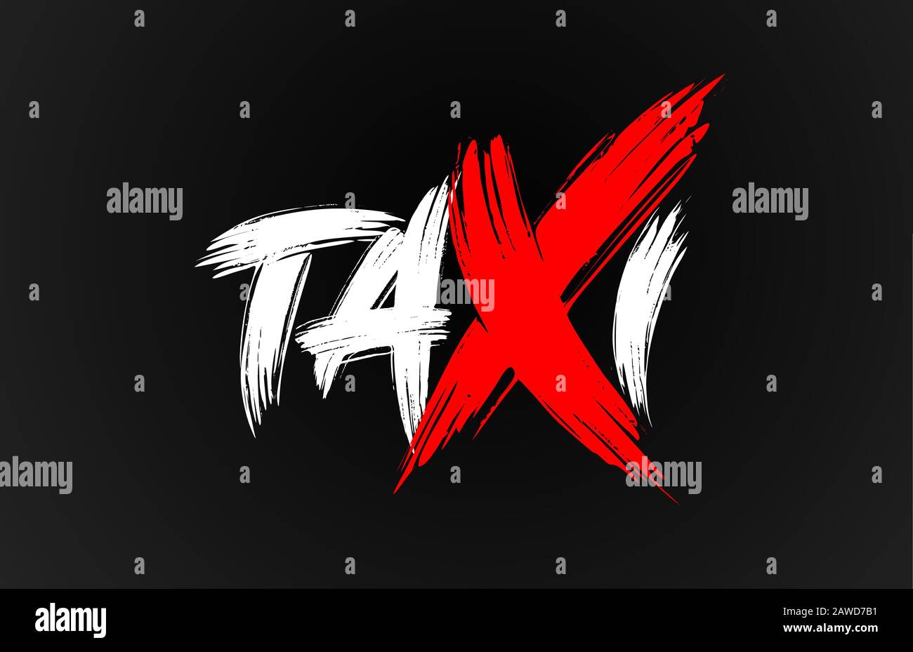 red white black taxi grunge word text for typography icon logo design ...