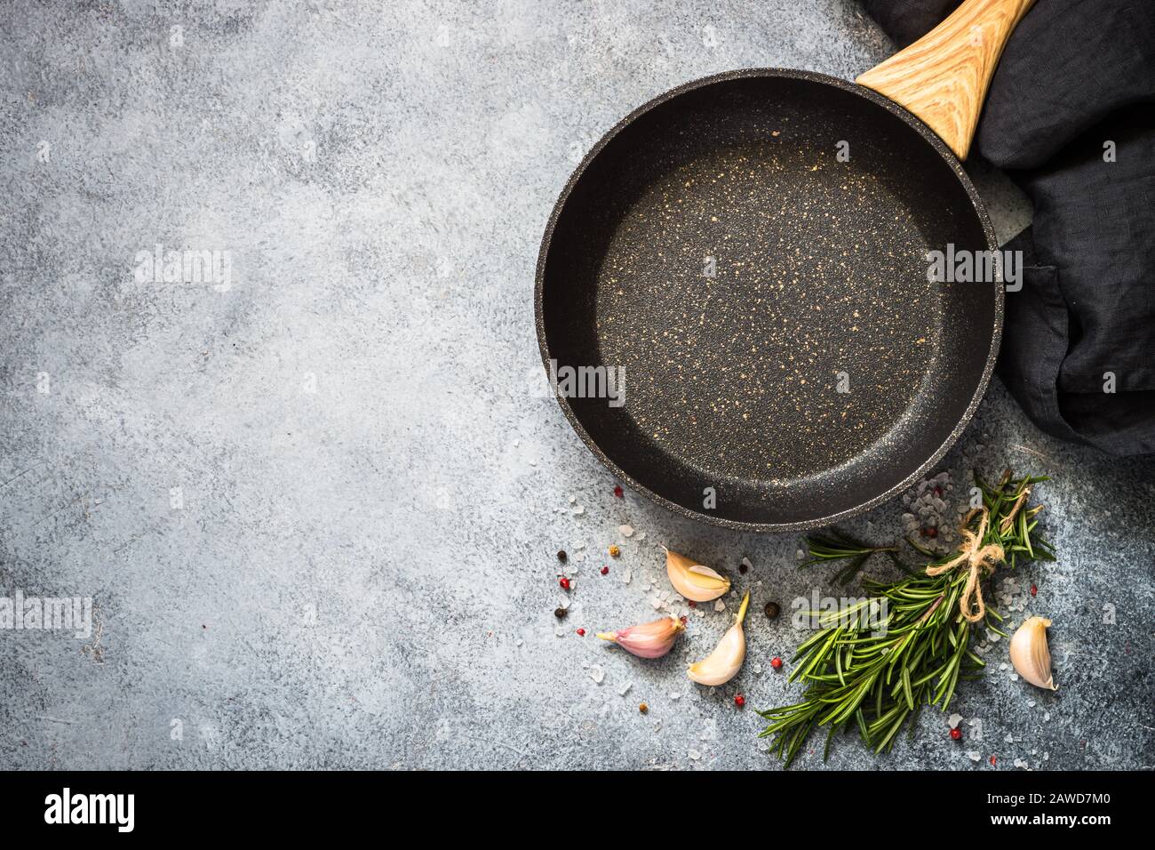 Food cooking background on kitchen table top view Stock Photo - Alamy