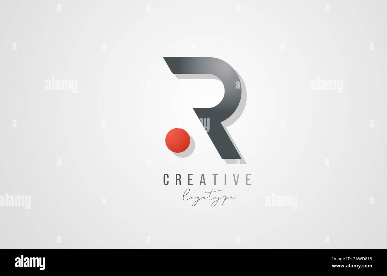 letter R logo alphabet icon design template elements in grey and red ...