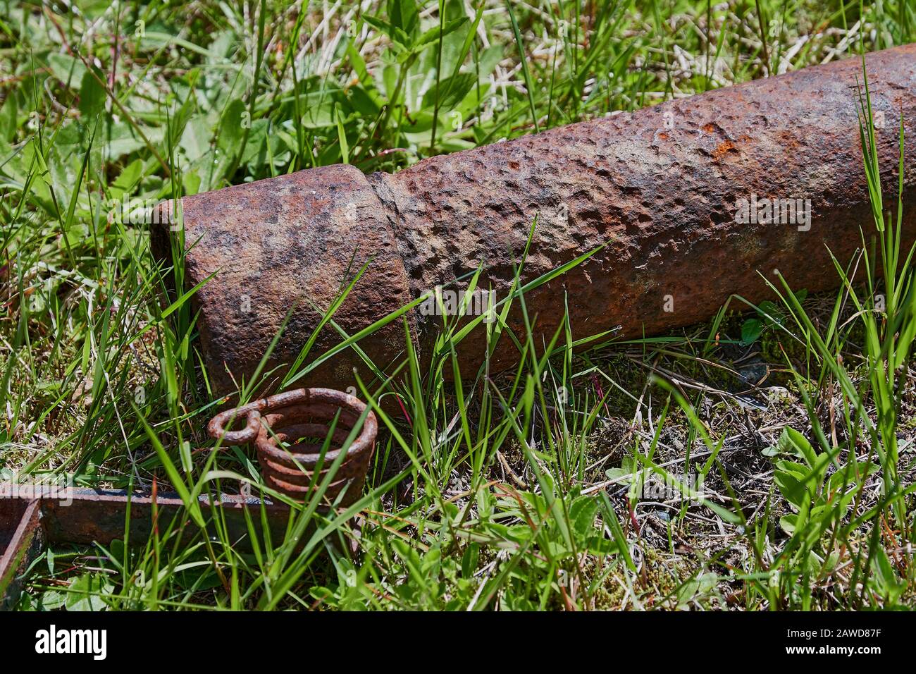Old rusty pipe in grass Stock Photo - Alamy