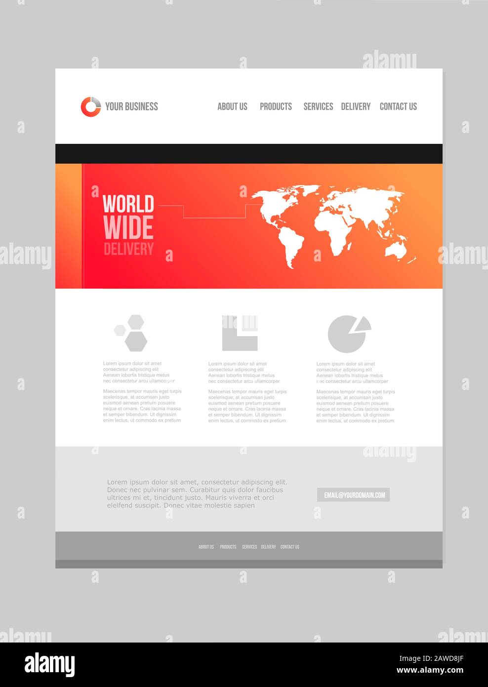 orange grey color finance business website design page with responsive ...
