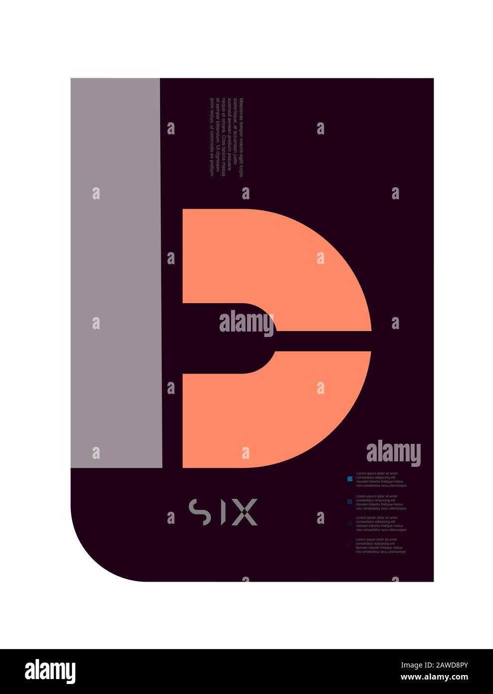 orange brown white number 6 six icon logo brochure flyer poster ...