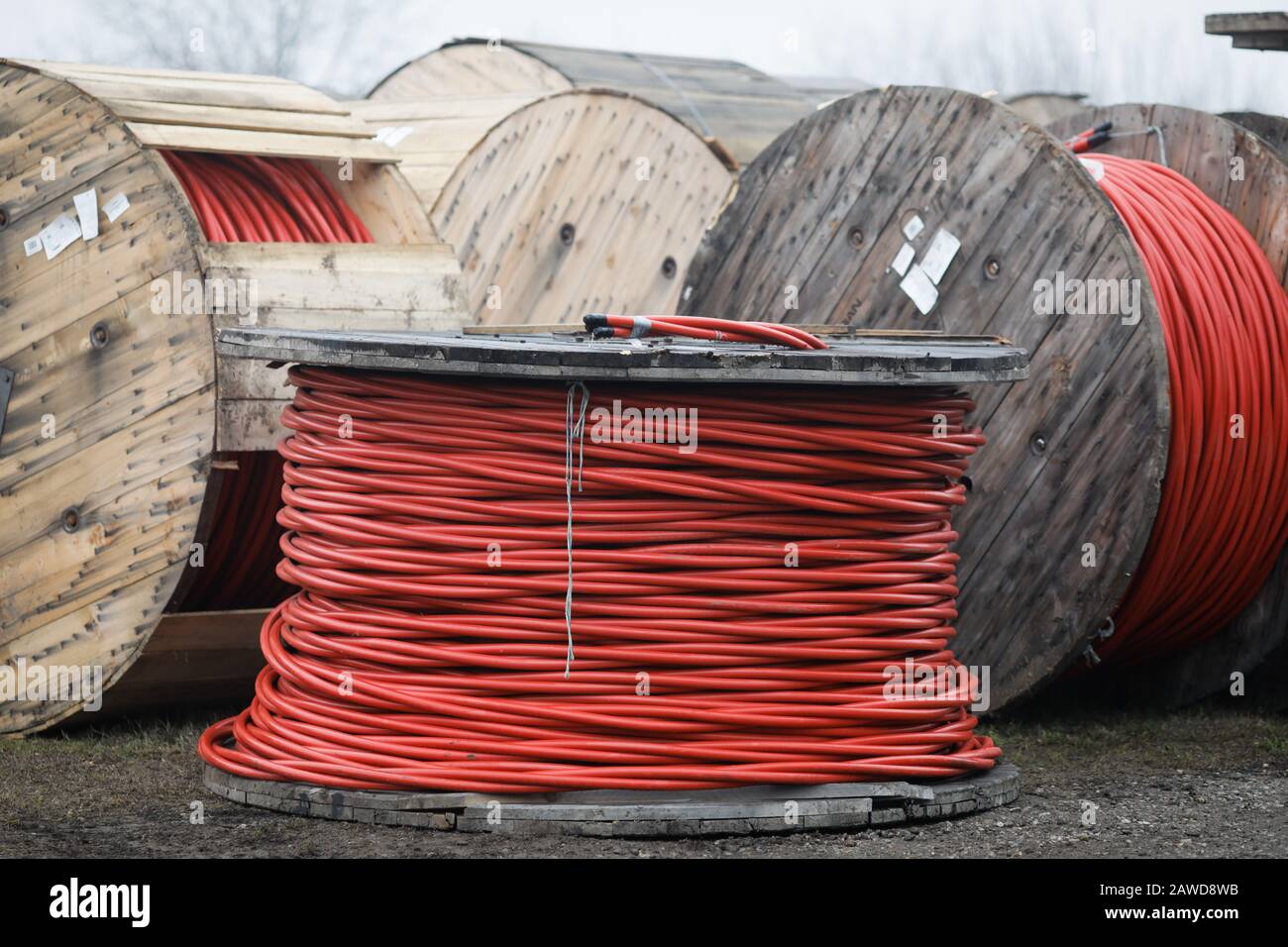 Cable reels hi-res stock photography and images - Alamy