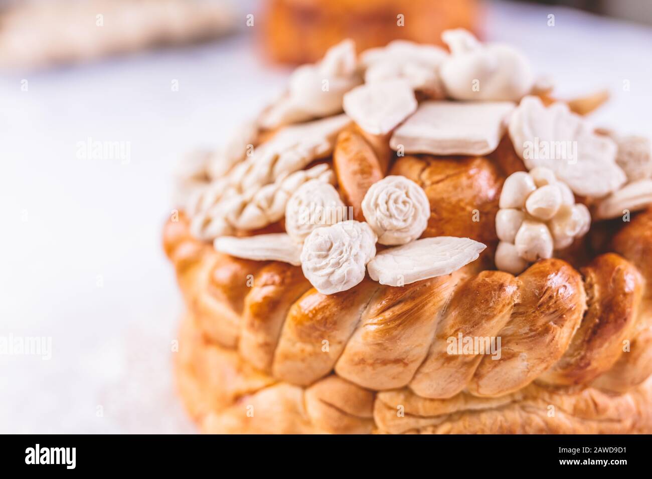 Decorated bread for celebration a saint in Orthodox faith. Serbian ...
