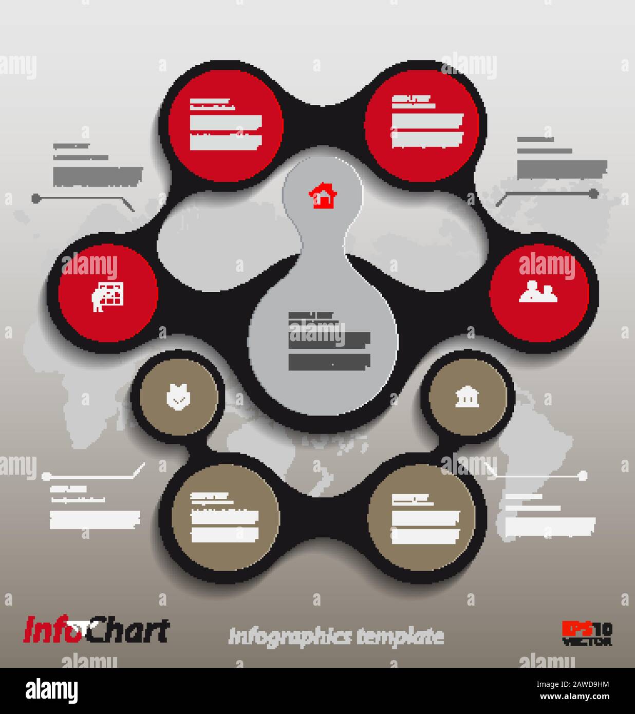 Stylized presentation template with empty text boxes and embellishment ...