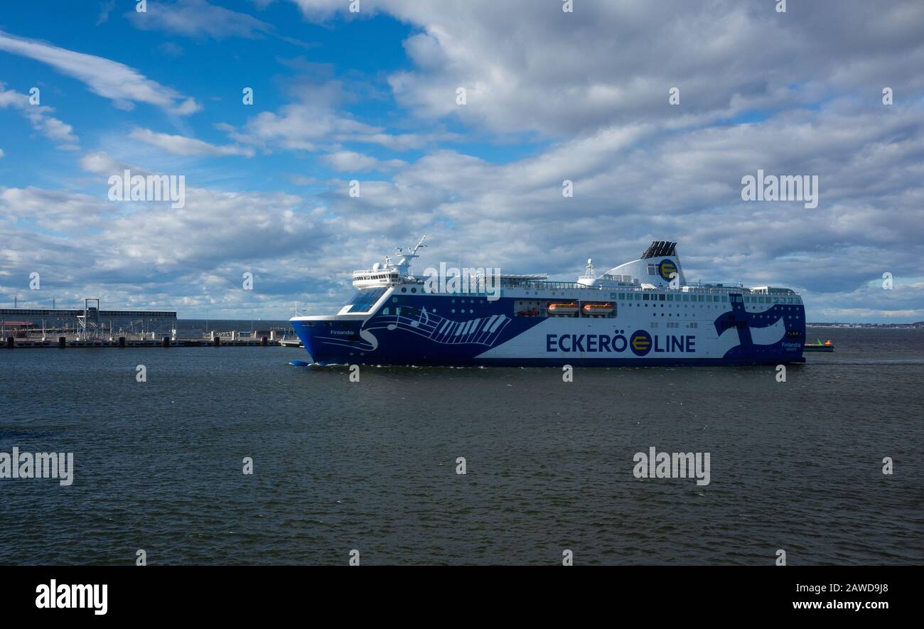 21 April 2019, Tallinn, Estonia. High-speed passenger and car ferry of ...