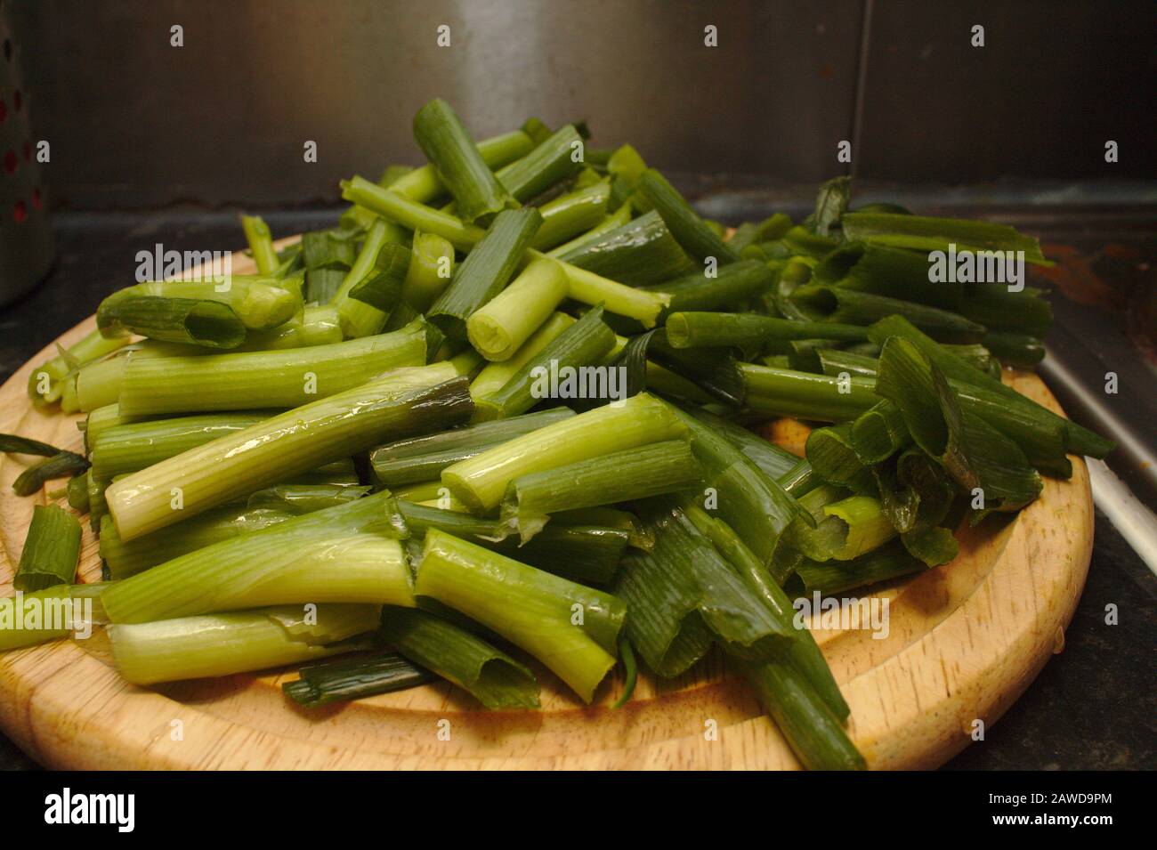 Spring onion chopped Stock Photo - Alamy
