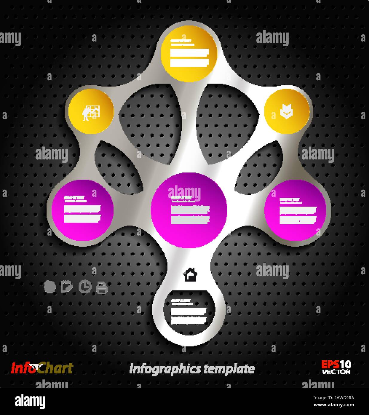 Stylized presentation template with empty text boxes and embellishment ...