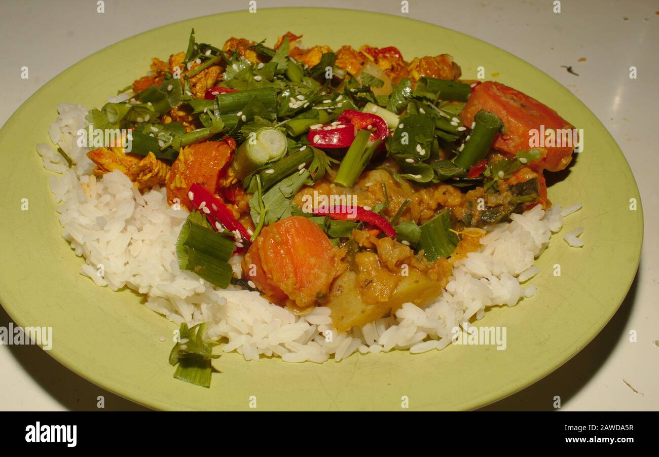 chicken curry and rice Stock Photo - Alamy