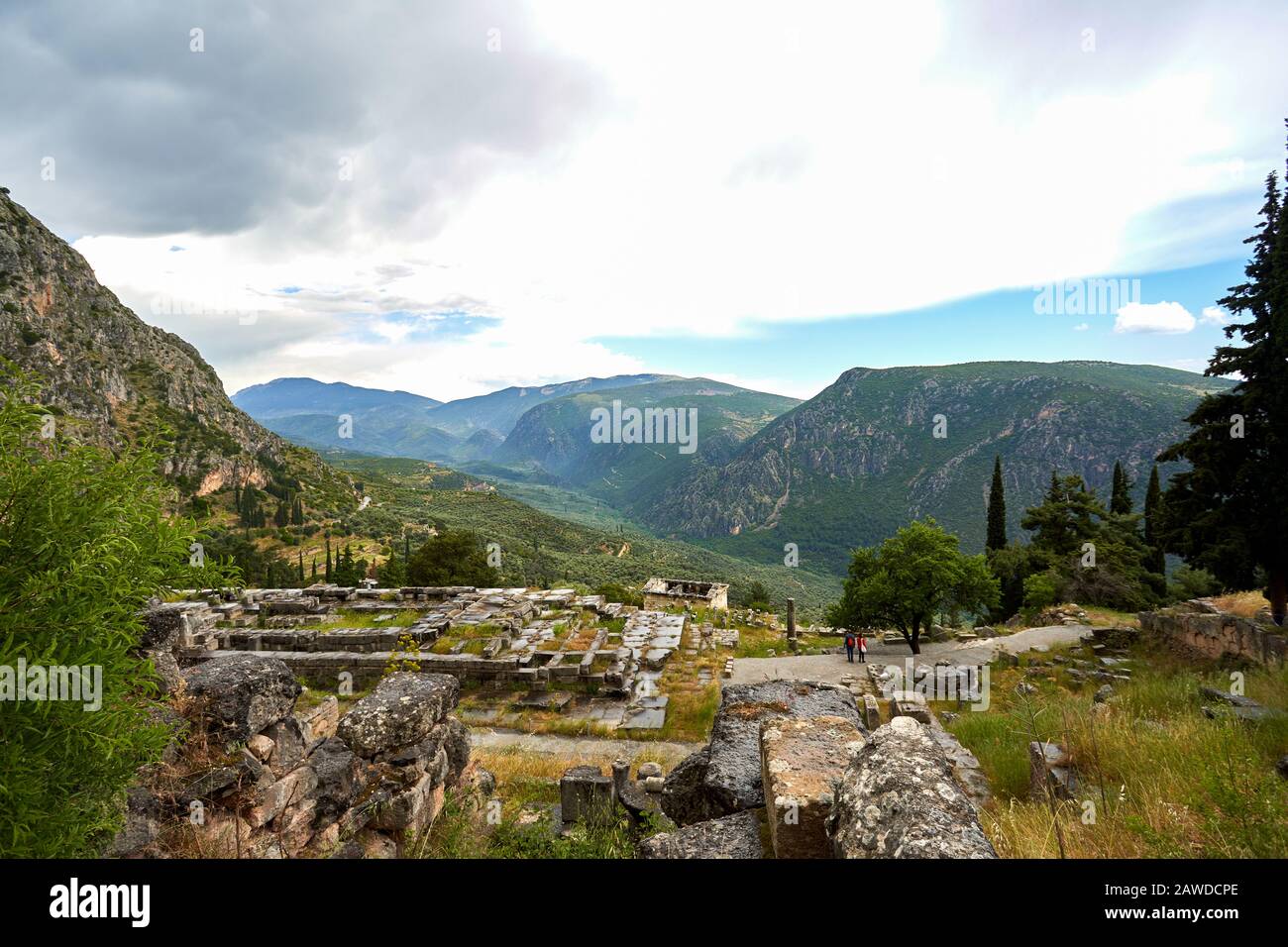Ancient ruins in Delphi, Greece in a summer day Stock Photo - Alamy