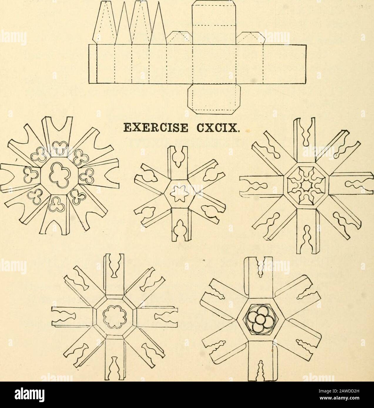 Constructive work; . EXERCISE CXCVII. Rhomboid. Draw the base A B. Draw ...