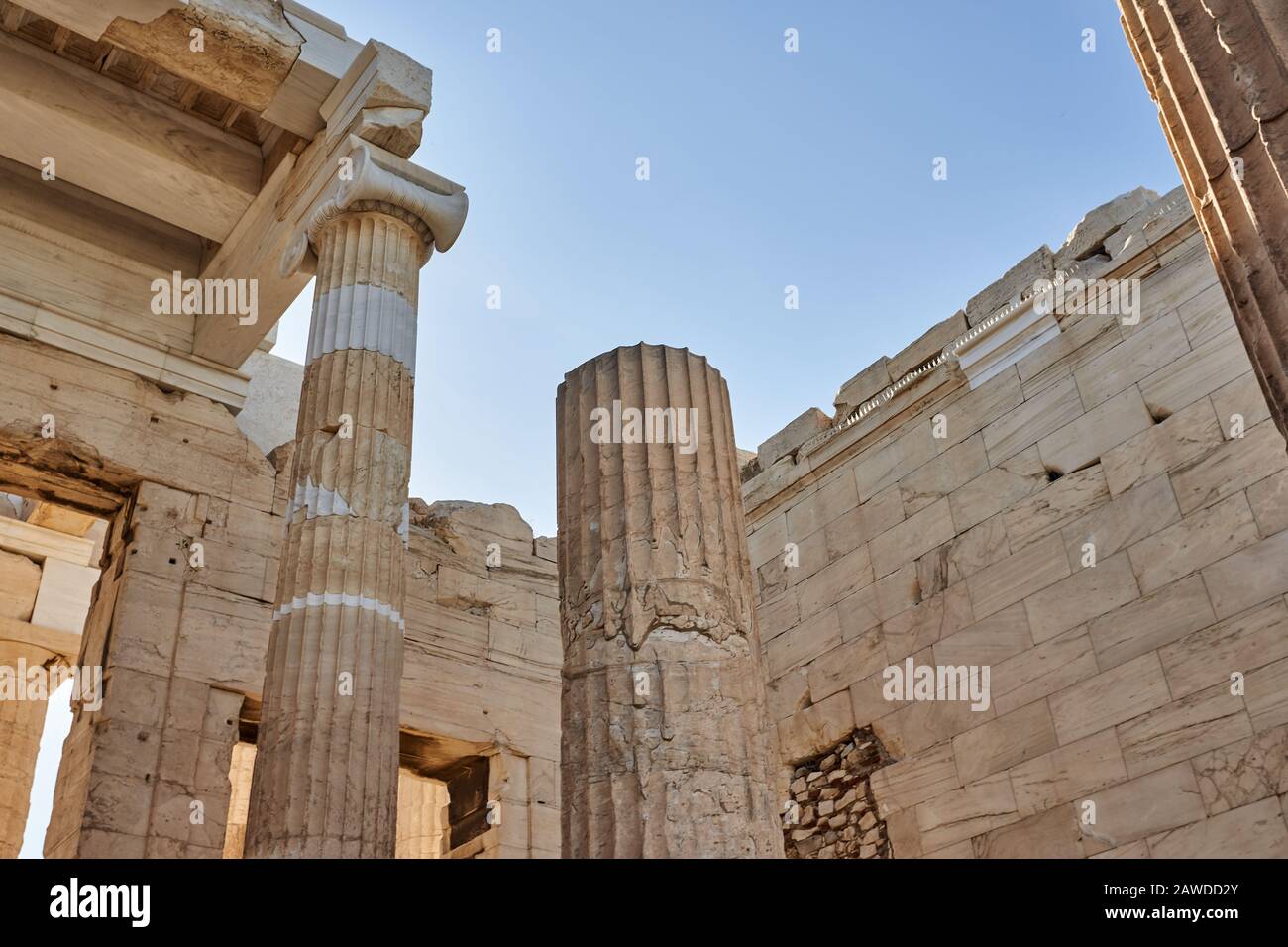 Old ancient ruins in a summer day in Acropolis Greece, Athens Stock ...