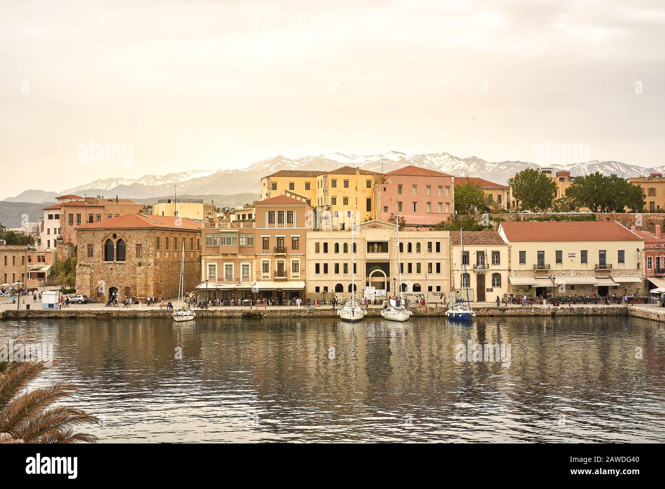 Chania, Crete, Greece. May 20: famous venetian harbour bay waterfront ...