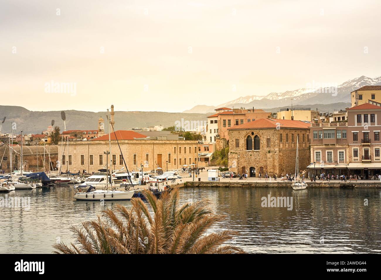 Chania, Crete, Greece. May 20: famous venetian harbour bay waterfront ...