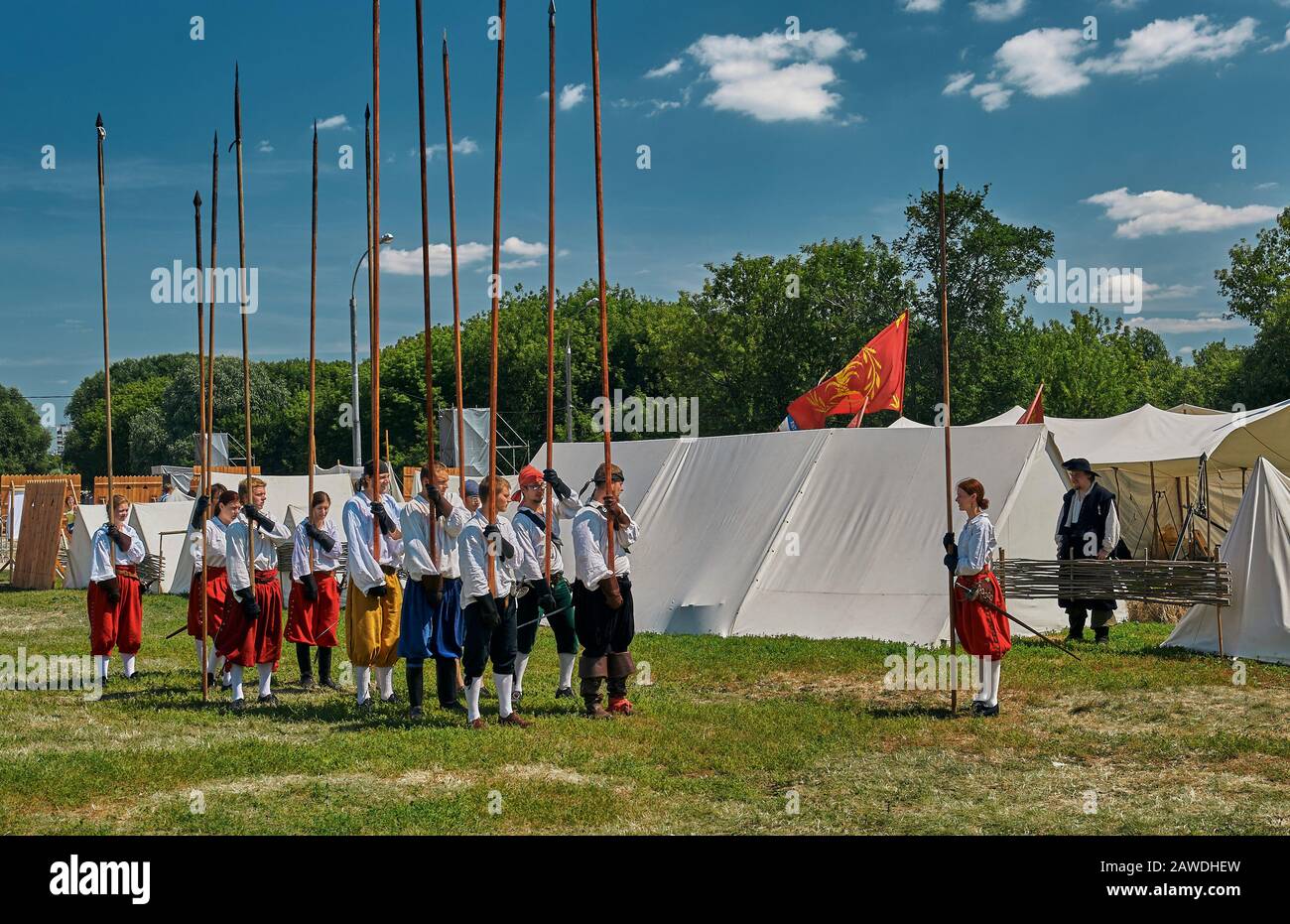 Moscow, Persons in historical costumes at Historical Festival of Times ...