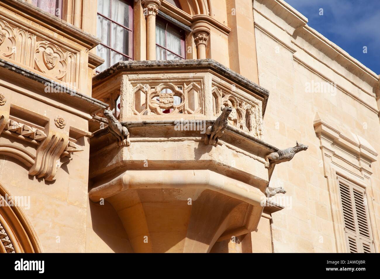 Mdina, Malta - 4 January 2020: Balcony in Mdina's Neo-Gothic House by ...