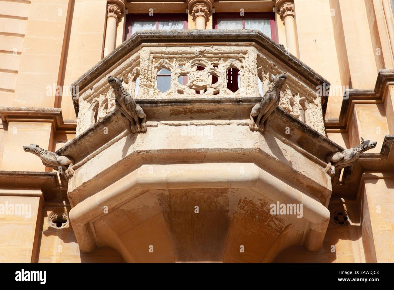 Mdina, Malta - 4 January 2020: Balcony in Mdina's Neo-Gothic House by ...