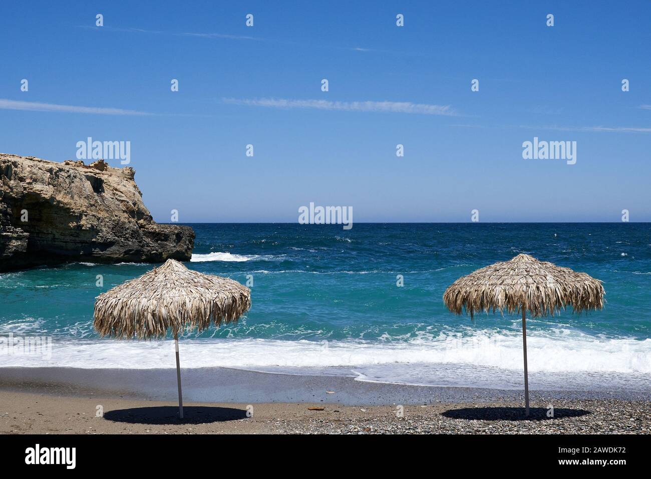 CRETE ISLAND, GREECE. Geropotamos beach and river, Rethymno prefecture ...