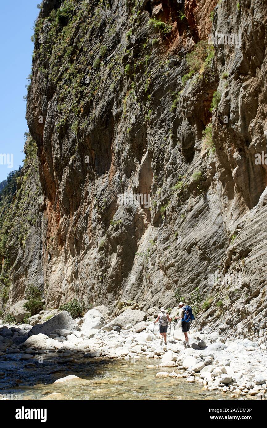 Samaria Gorge hiking path on island of Crete, Greece in summer Stock ...