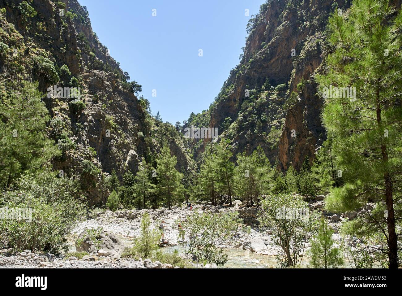 Samaria Gorge hiking path on island of Crete, Greece in summer Stock ...