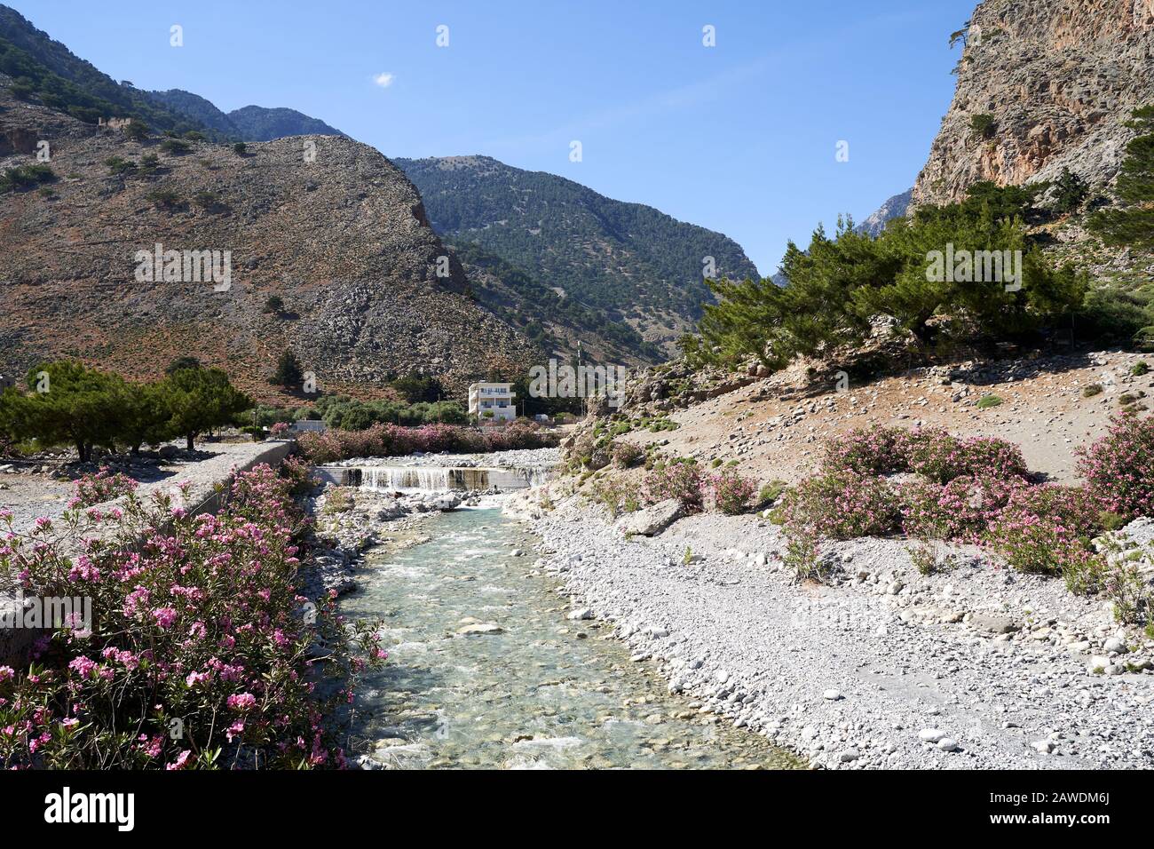 Greek village of Agia Roumeli, Chania, Crete, Greece in summer Stock ...