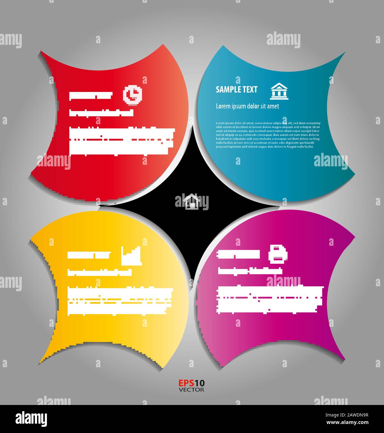 Stylized presentation template with empty text boxes and embellishment ...