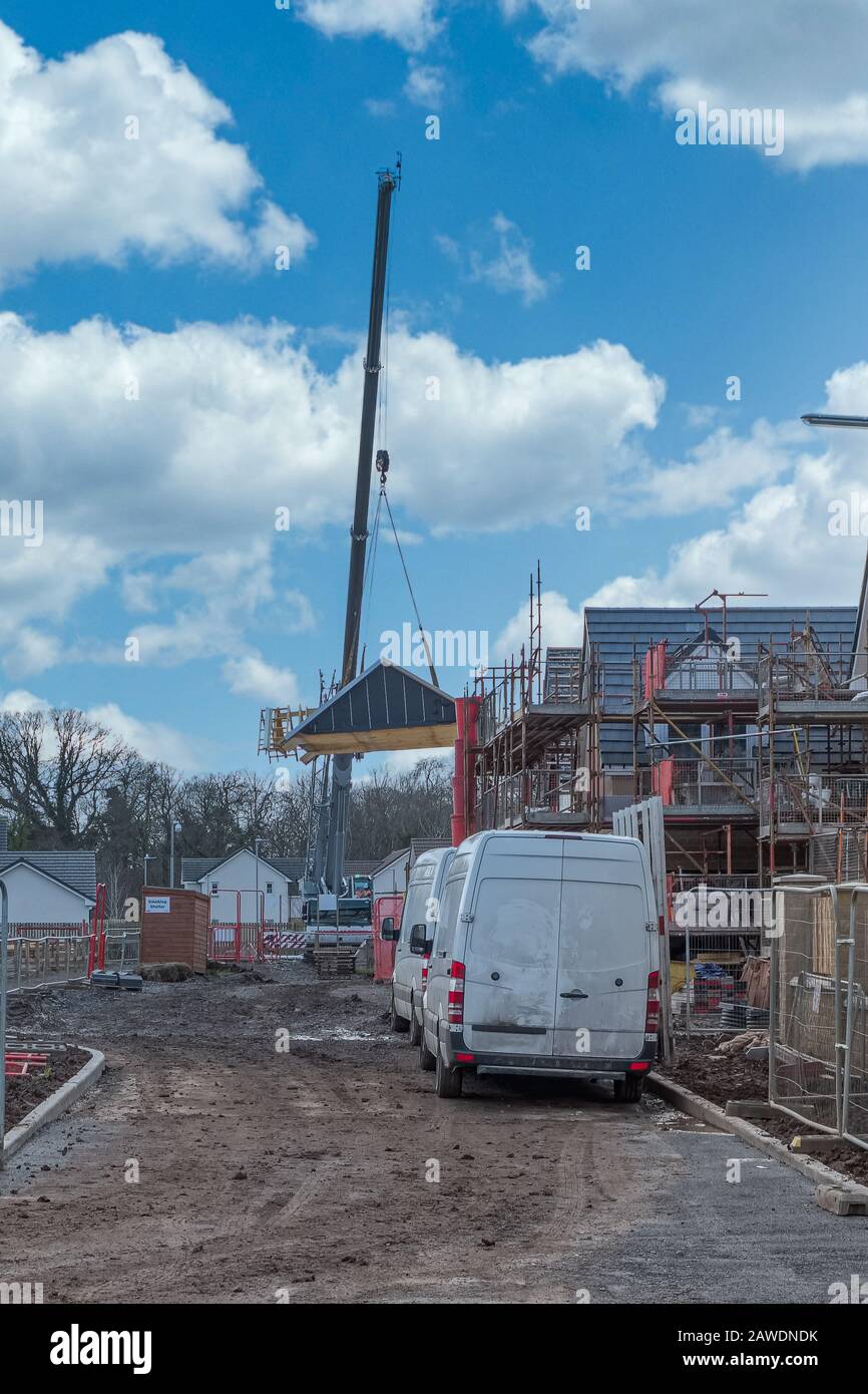 Modern Scottish Residential Building Site with Buildings at various ...