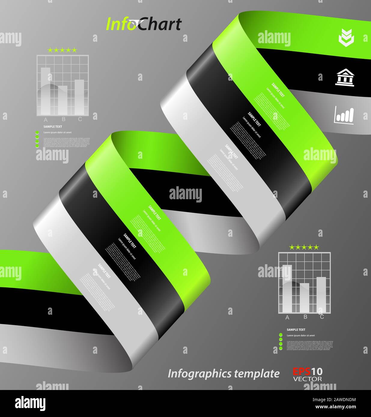 Stylized presentation template with empty text boxes and embellishment ...