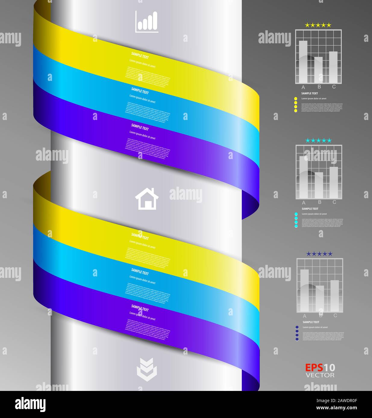 Stylized presentation template with empty text boxes and embellishment ...