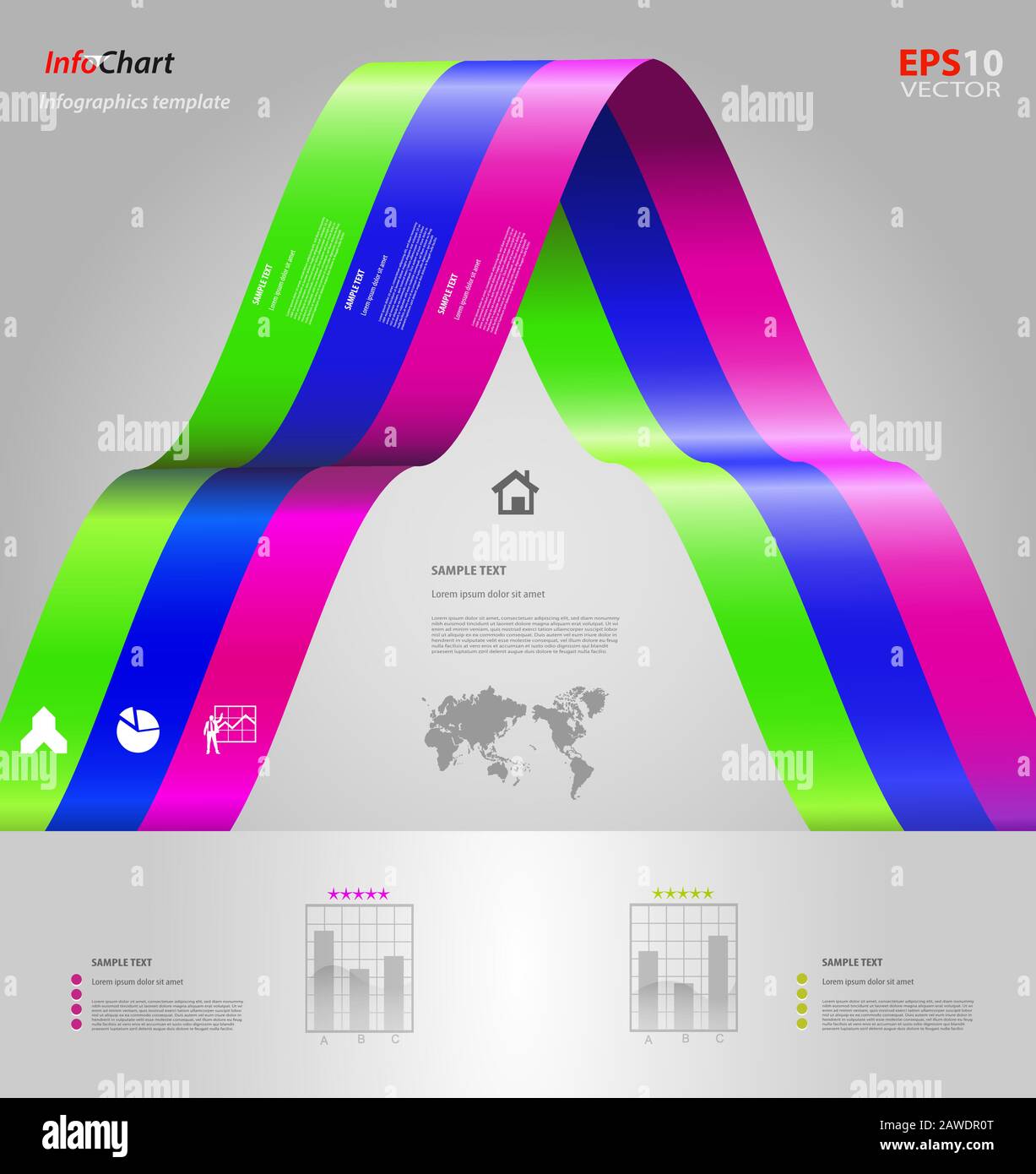 Stylized presentation template with empty text boxes and embellishment ...