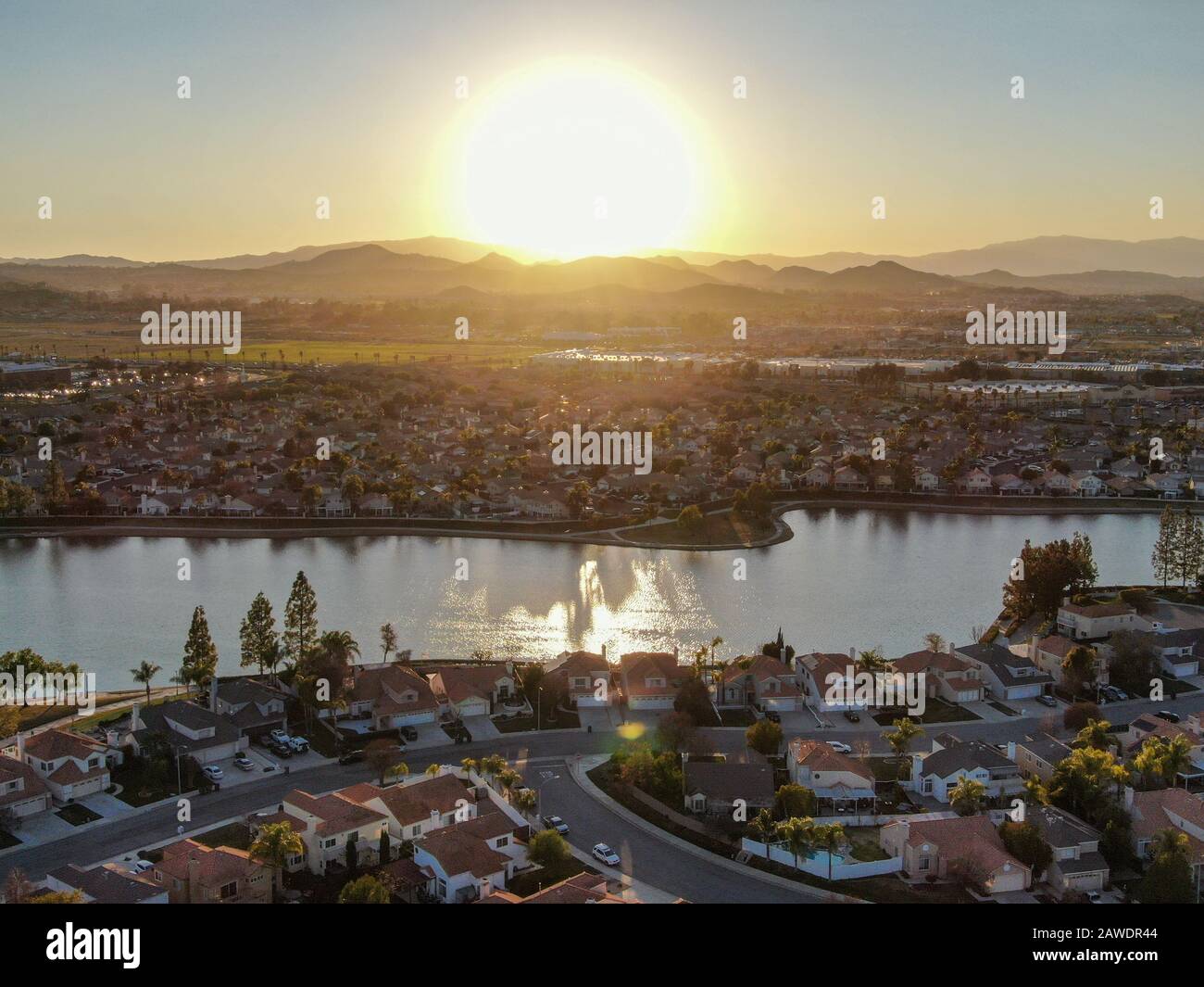 Aerial view of Menifee neighborhood, residential subdivision vila ...