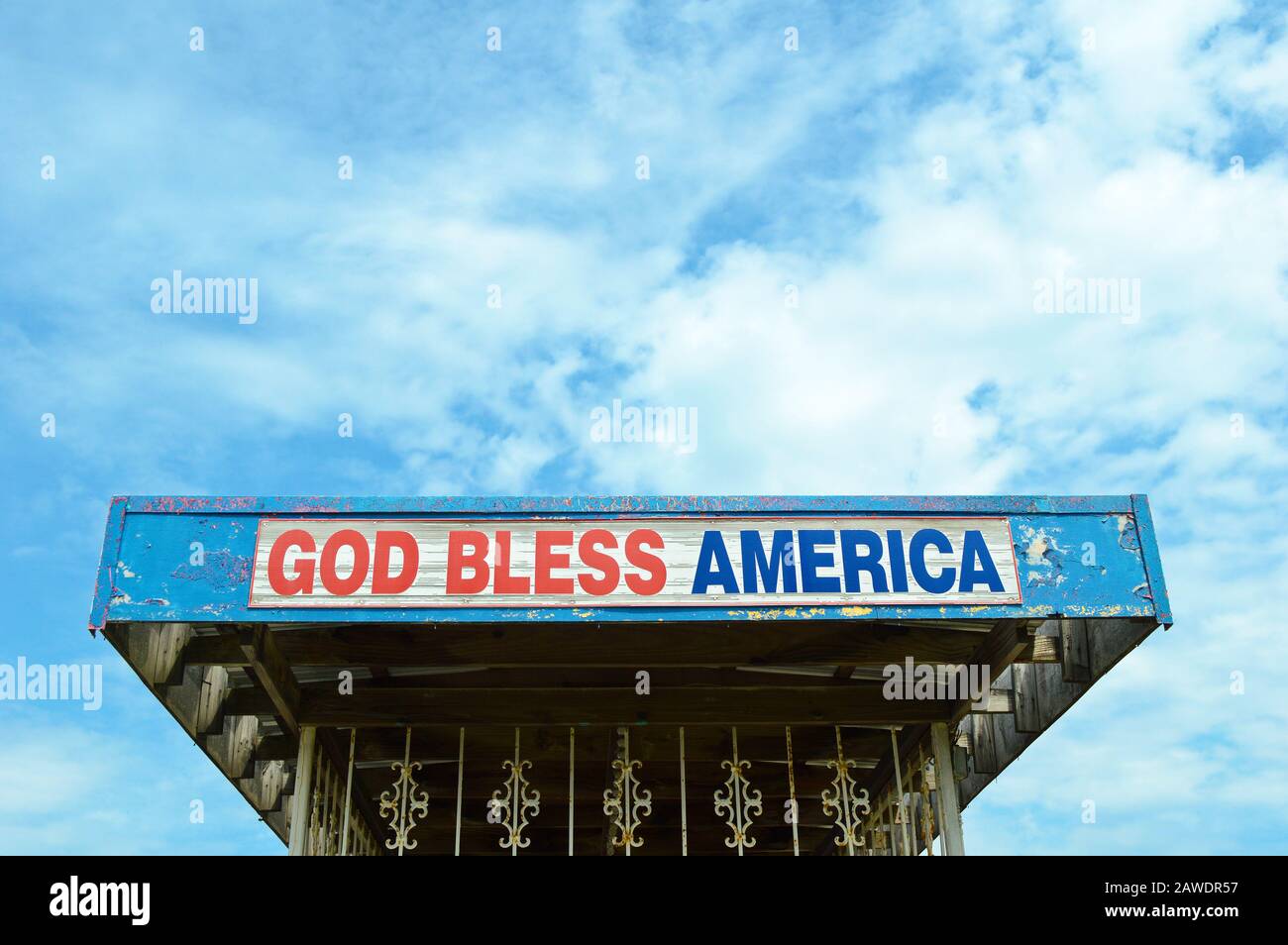 A "God Bless America" Sign on end of a Building Roof Stock Photo - Alamy