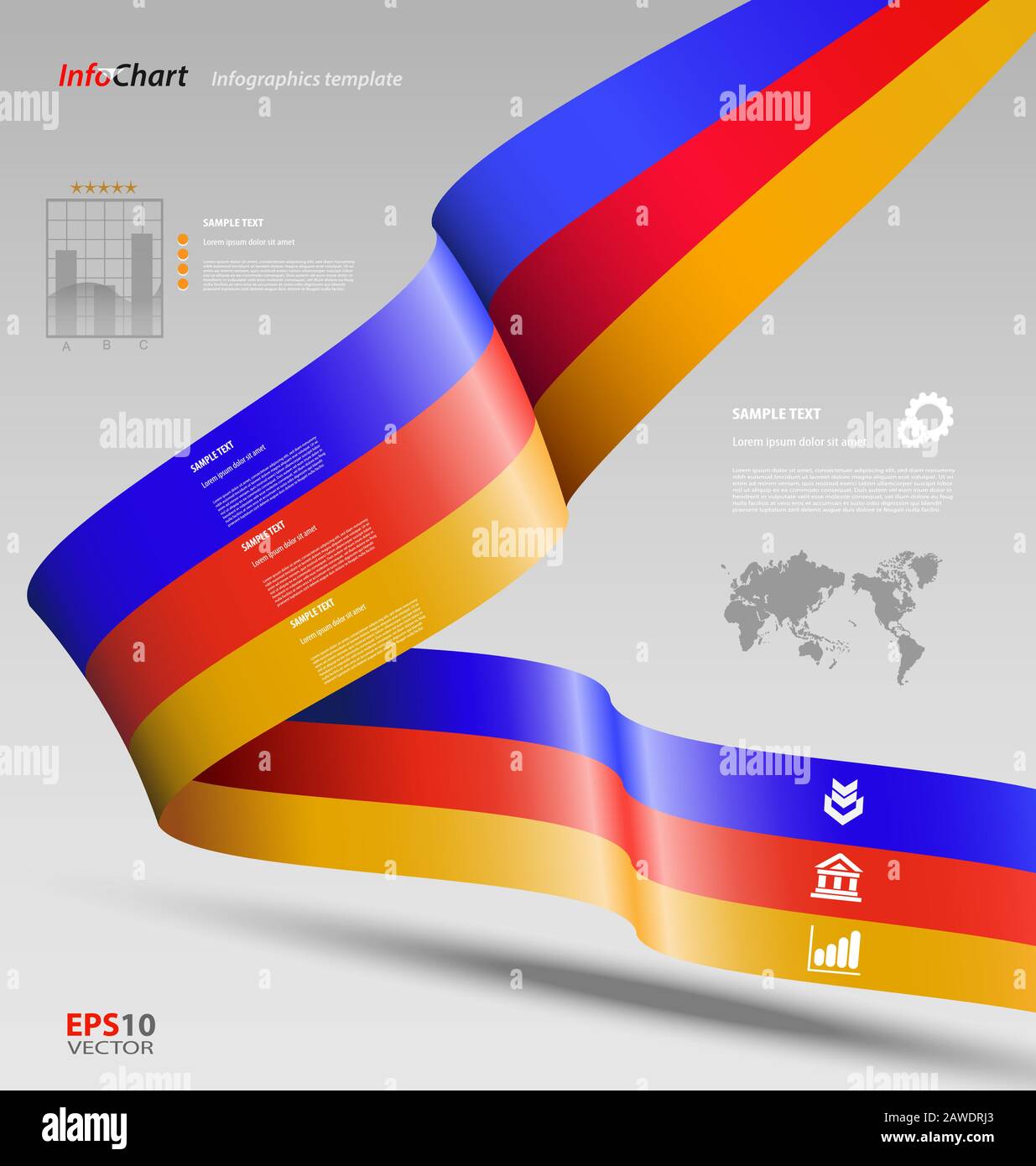 Stylized presentation template with empty text boxes and embellishment ...