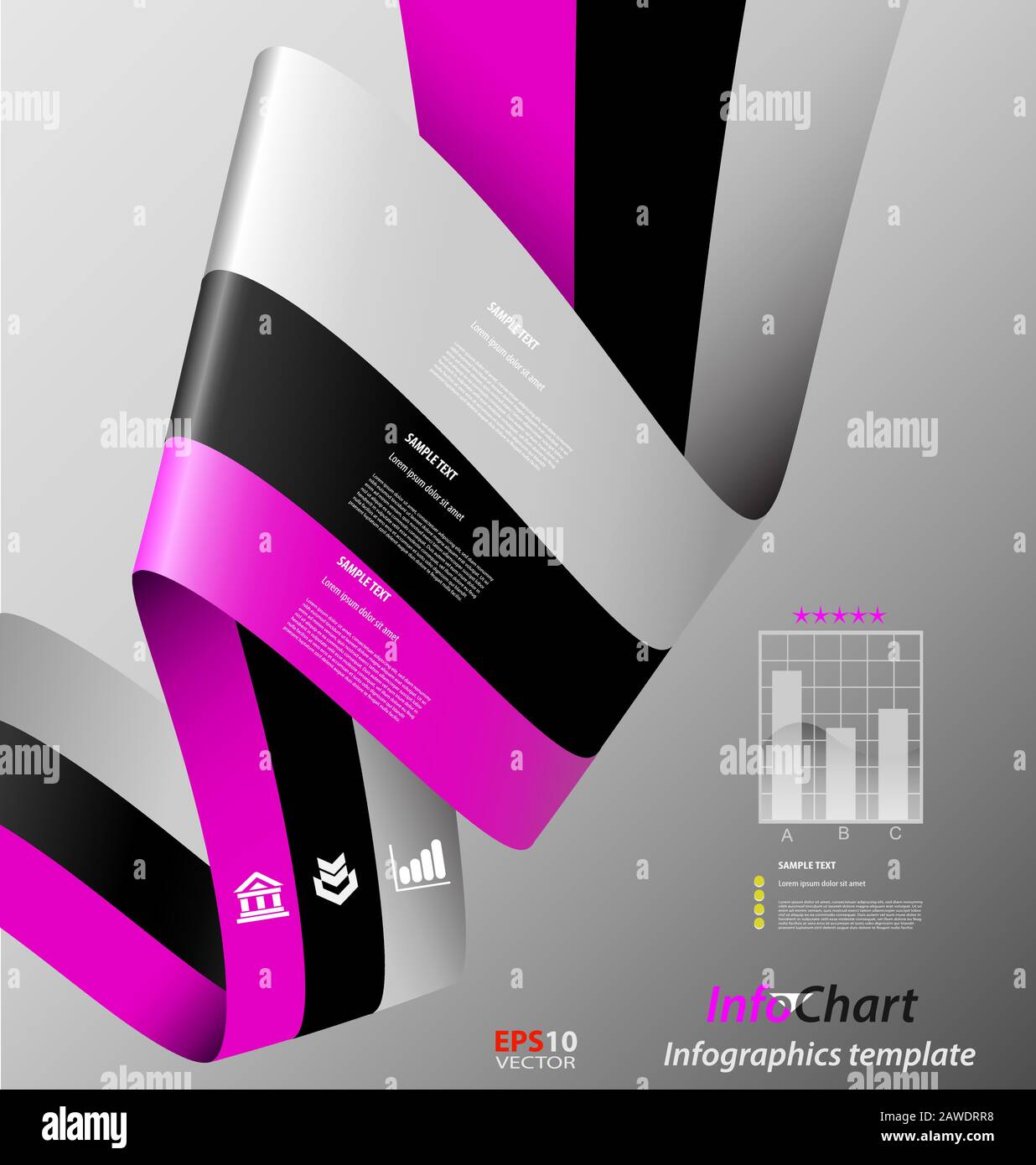 Stylized presentation template with empty text boxes and embellishment ...