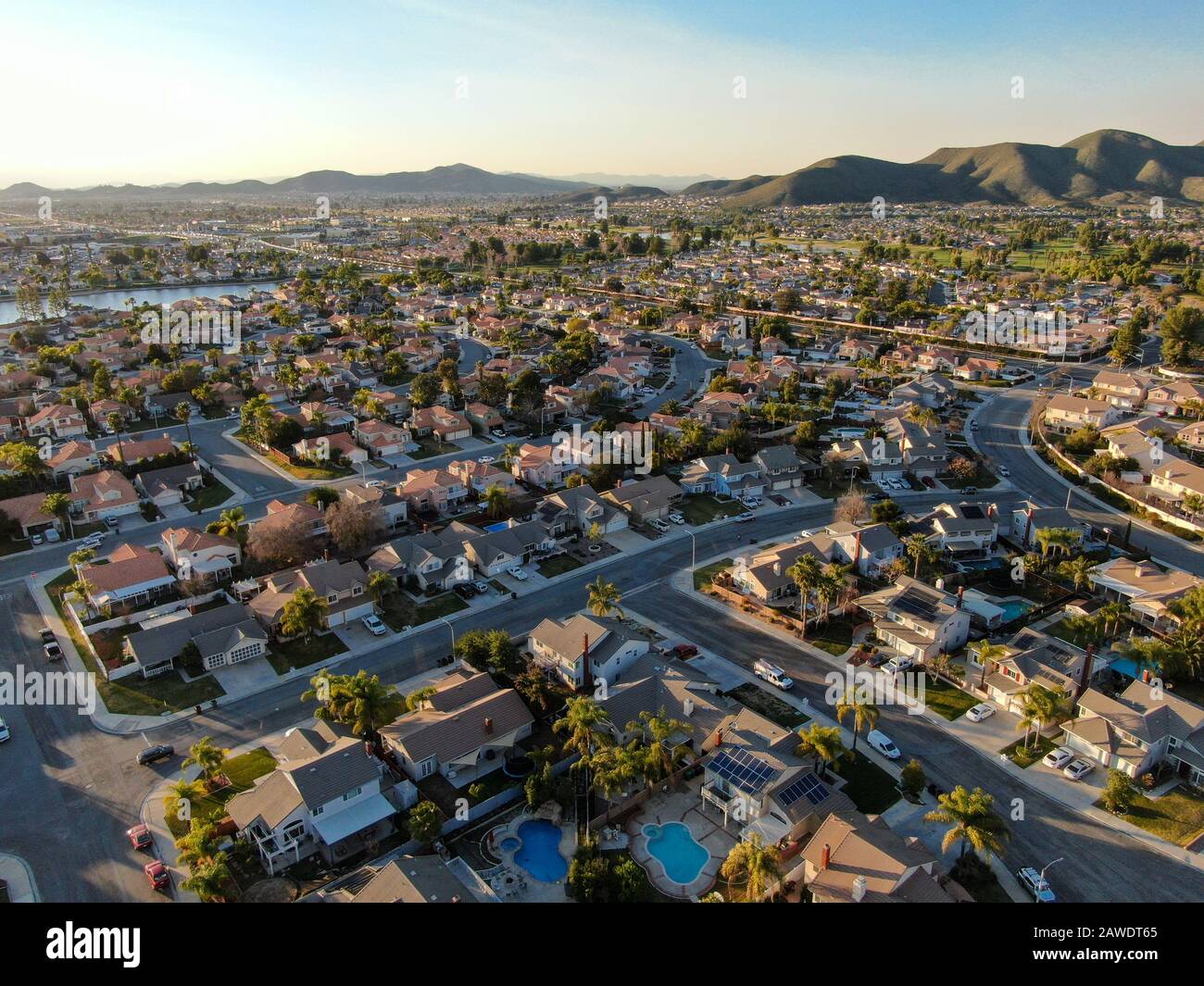 Aerial view of Menifee neighborhood, residential subdivision vila ...